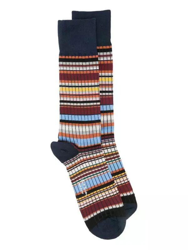 Paul Smith Striped Cotton Socks - Blue