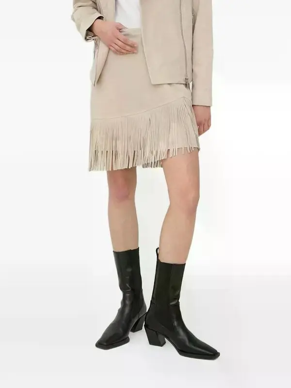 BRUUNS BAZAAR Fringe Suede Skirt