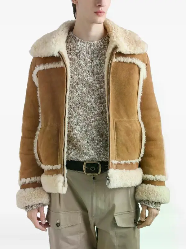 Dolce & Gabbana Suede Shearling Jacket - Brown