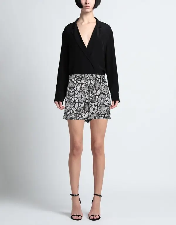 GAELLE PARIS Viscose Multicolor Printed High Waisted Shorts