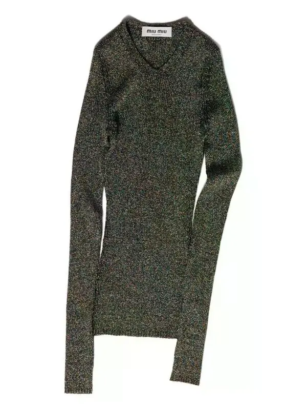 Miu Miu Long-sleeved Ribbed Sweater - Grey
