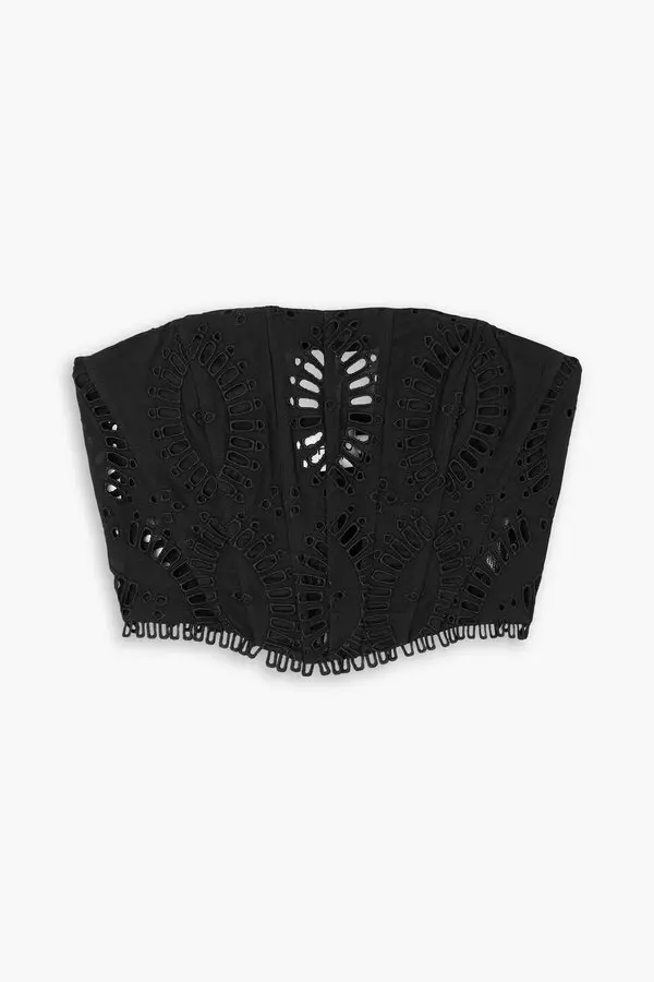 Charo Ruiz Ibiza Strapless Broderie Anglaise Bustier Top - Black