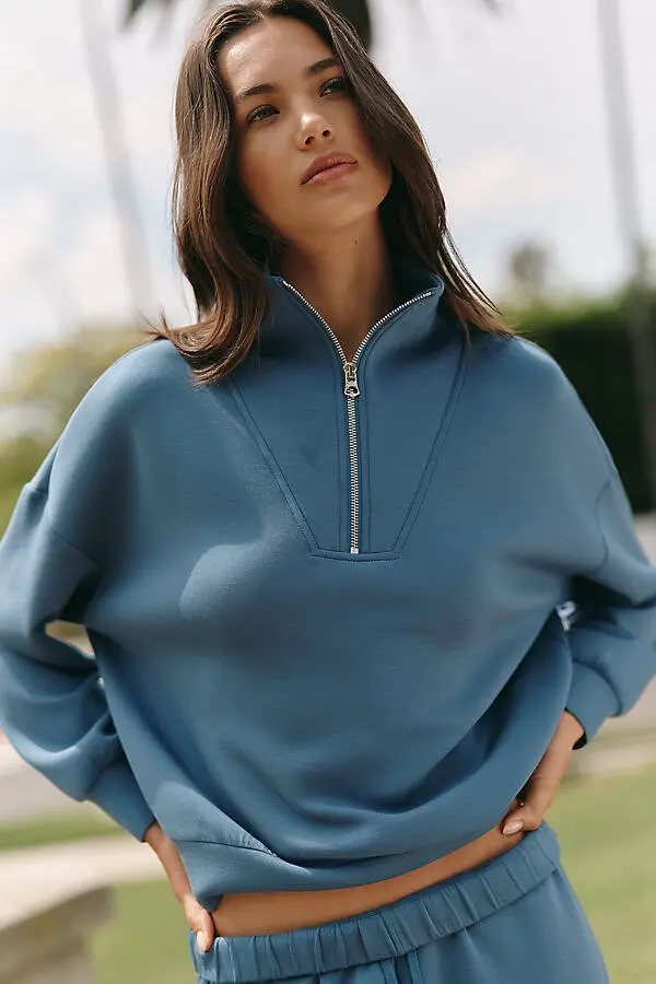 Varley Hawley Half-zip Sweatshirt - Mallard Blue