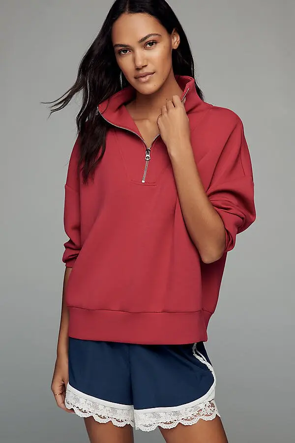 Varley Hawley Half-zip Sweatshirt - Rich Raspberry