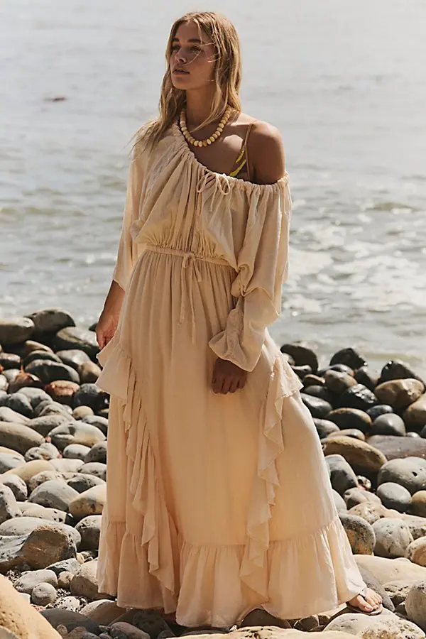 fitted lace wedding dress Free People Black Crochet Maxi Beach Dress – SO. by Sora main image 1