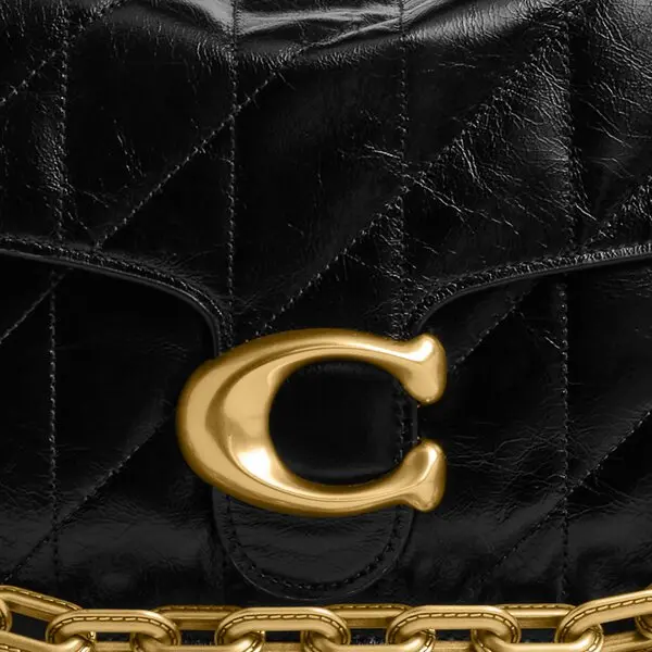 COACH Chain Tabby Shoulder Bag With Quilting - Brass/black