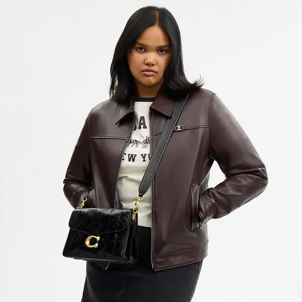 COACH Chain Tabby Shoulder Bag With Quilting - Brass/black