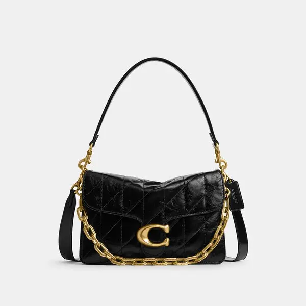 COACH Quilted Chain Tabby Shoulder Bag - Brass/black