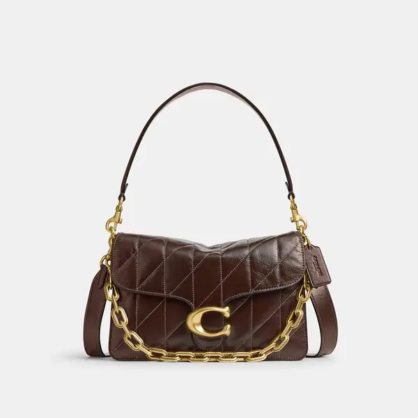 COACH Chain Tabby Shoulder Bag With Quilting - Brass/maple
