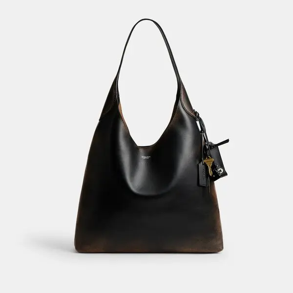 COACH Brooklyn Shoulder Bag 39 In Loved Leather - Silver/black Brown