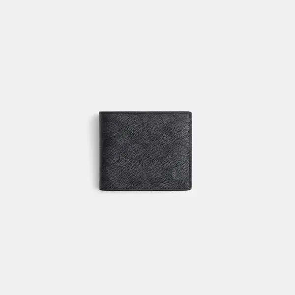 COACH Restored Coin Wallet In Signature Canvas - Charcoal