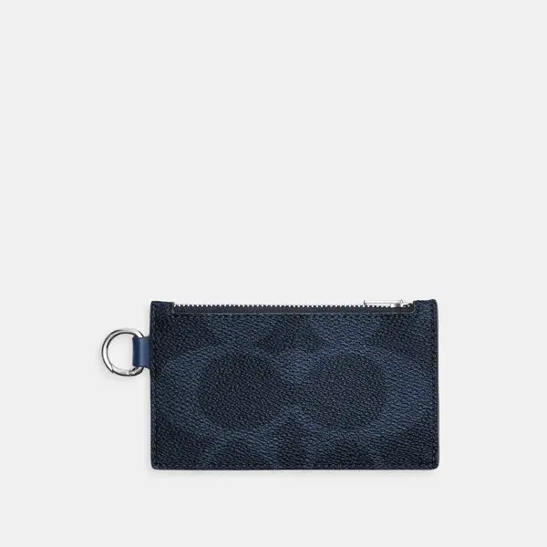 COACH Zip Card Case In Maxi Signature Canvas - Denim/deep Blue