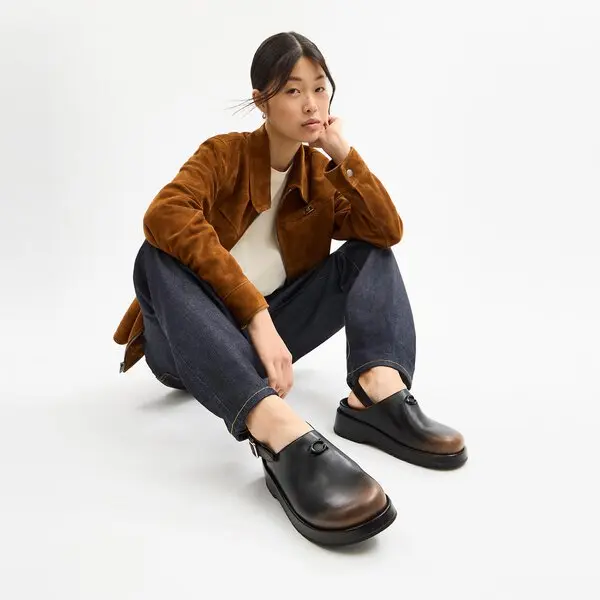COACH Sculpted C Platform Clogs In Loved Leather