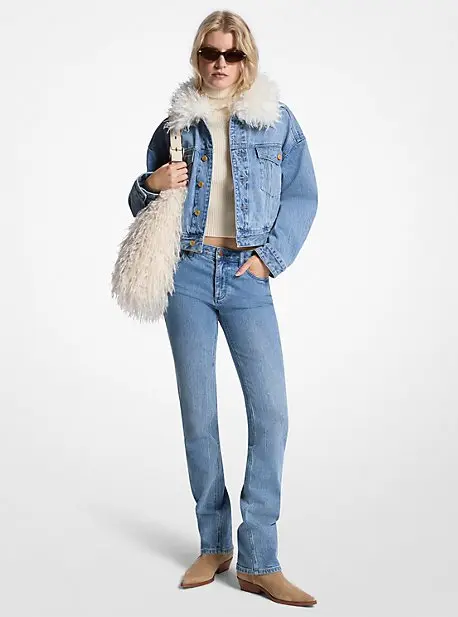 Michael Kors Faux Fur Collar Denim Jacket