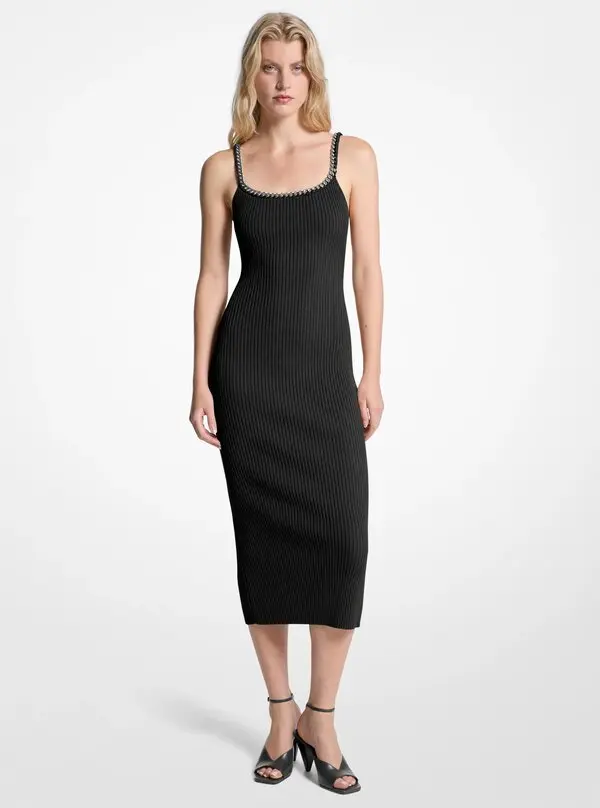 Michael Kors Chain Ribbed Knit Midi Dress