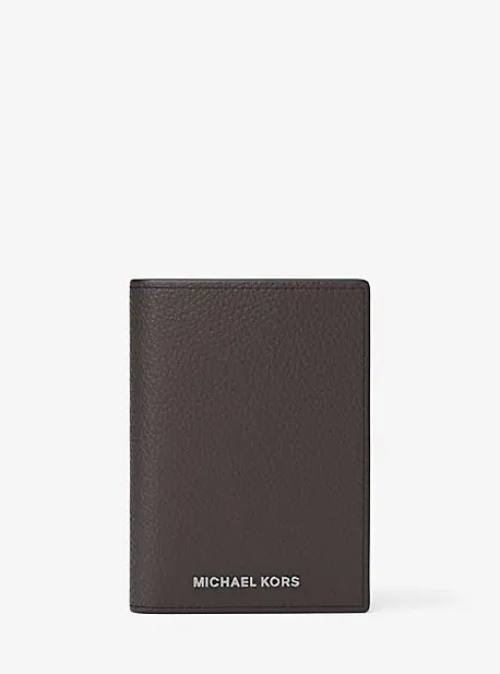 Michael Kors Hudson Pebbled Leather Folio Card Case - Brown