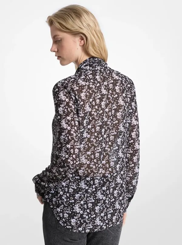 Michael Kors Floral Print Tie-neck Blouse