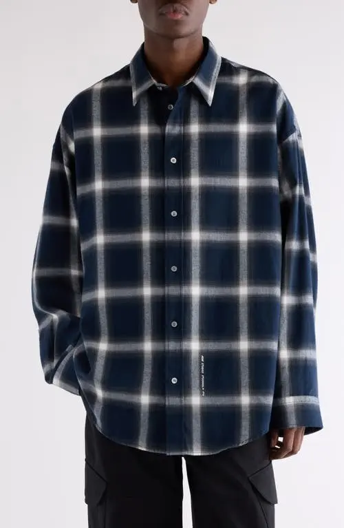 Acne Studios Setar Shadow Check Long Sleeve Flannel Button-up Shirt