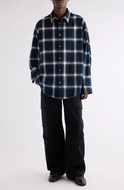 Acne Studios Setar Shadow Check Long Sleeve Flannel Button-up Shirt