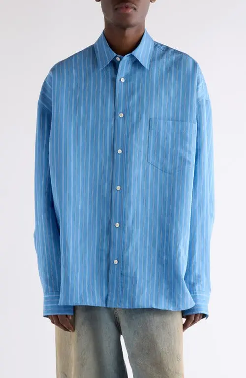 Acne Studios Roffia Stripe Overisze Button-up Shirt - Blue Multi