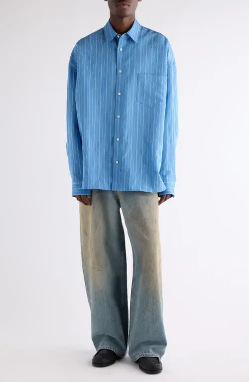 Acne Studios Roffia Stripe Overisze Button-up Shirt - Blue Multi