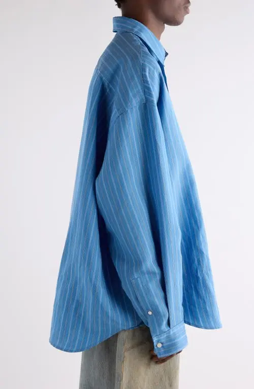 Acne Studios Roffia Stripe Overisze Button-up Shirt - Blue Multi