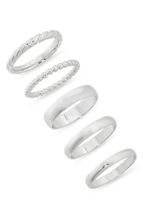 Nordstrom Set Of Five Assorted Stacking Rings - Silver