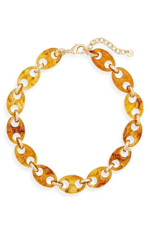 Nordstrom Resin Mariner Link Necklace - Amber- Gold