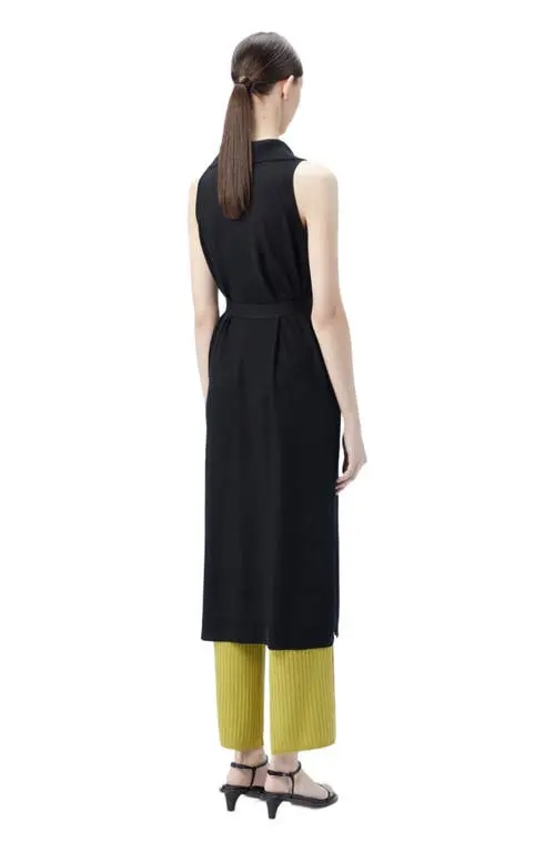 Gobi Cashmere Sleeveless Silk Cashmere Polo Dress - Black