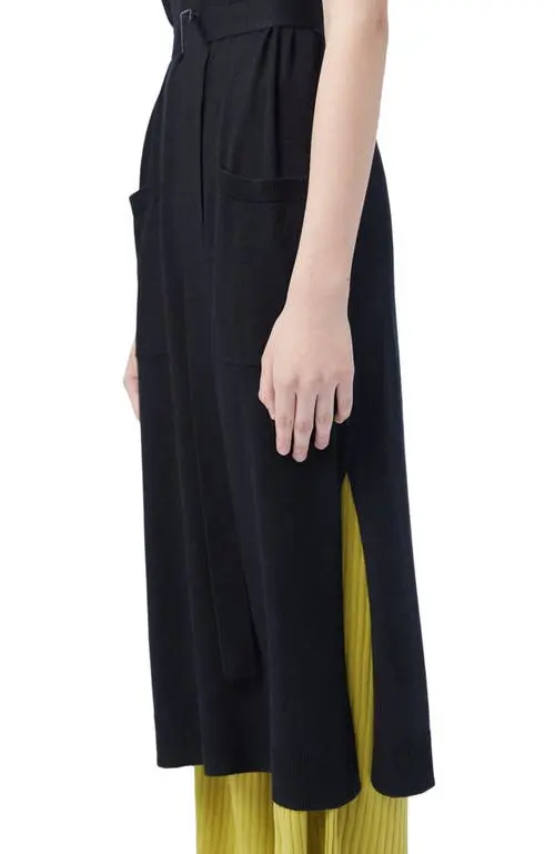 Gobi Cashmere Sleeveless Silk Cashmere Polo Dress - Black