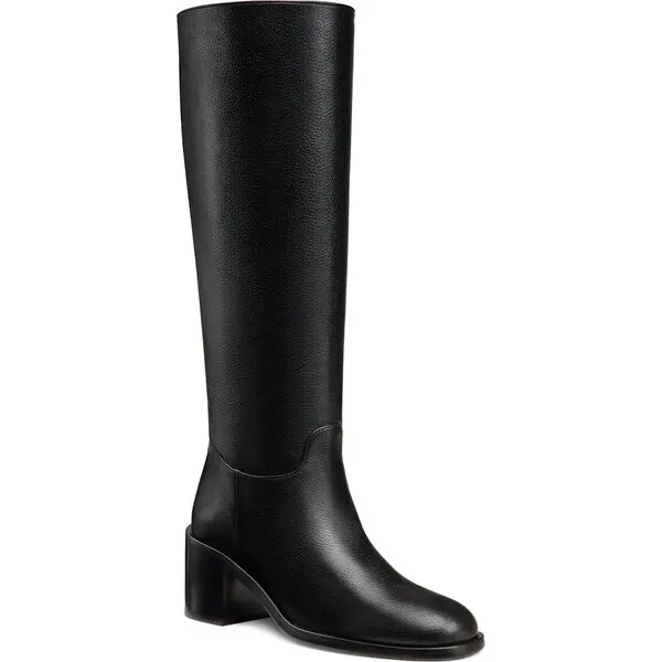 STUART WEITZMAN Finn Knee High Leather Boots - Black