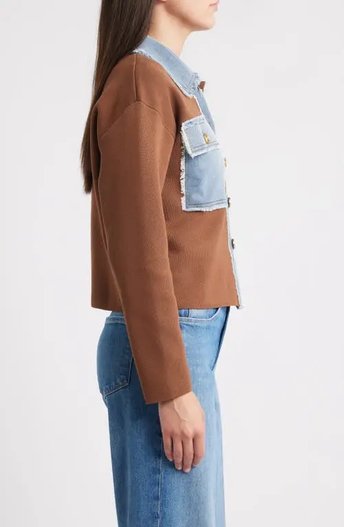 ZOE AND CLAIRE Knit & Denim Trucker Jacket