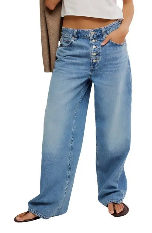 Free People Nia Exposed Button Wide Leg Jeans - Friday