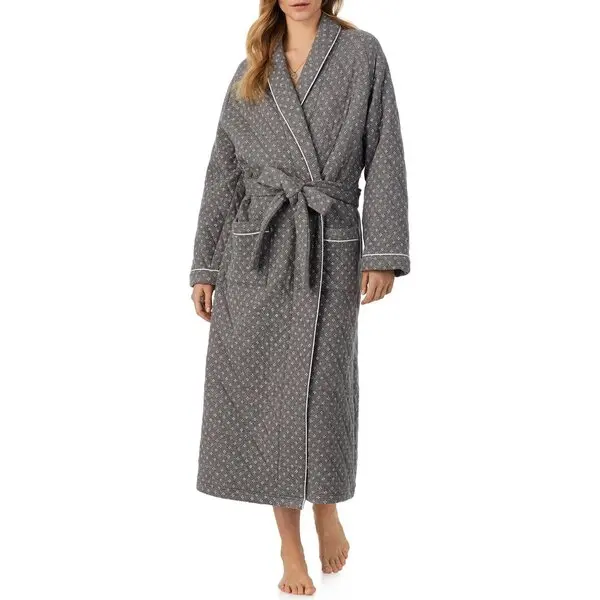 Eileen West Quilted Ballet Robe - Grey Heather Dot