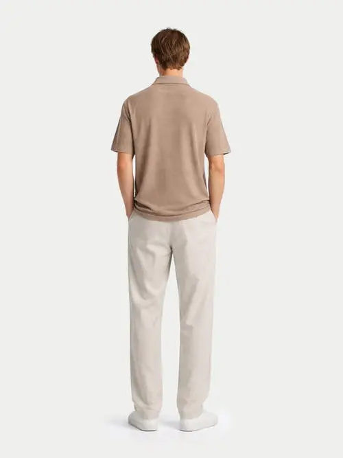 Gobi Cashmere Cotton Silk Cashmere Blend Polo Shirt - Timber Wolf