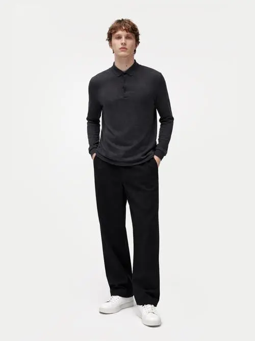 Gobi Cashmere Cashmere Silk Polo - Charcoal