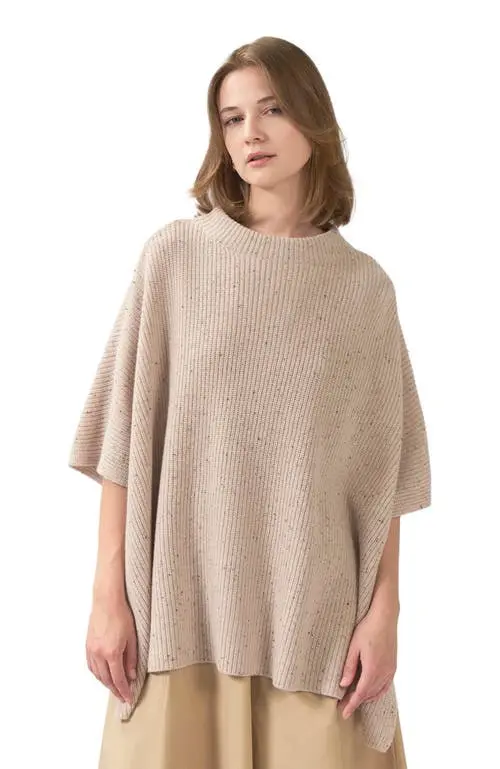 Gobi Cashmere Rib-knit Boat Neck Poncho