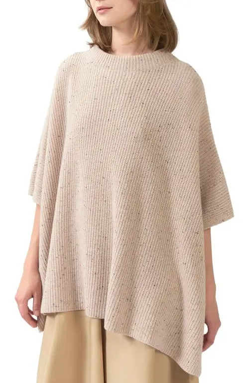Gobi Cashmere Rib-knit Boat Neck Poncho