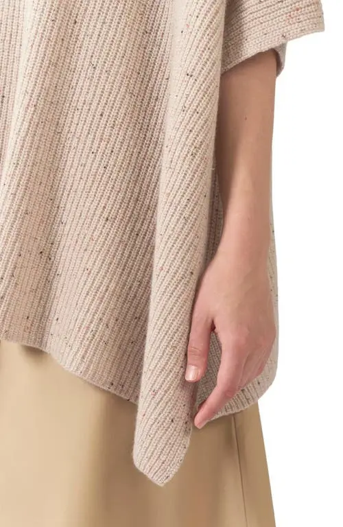 Gobi Cashmere Rib-knit Boat Neck Poncho