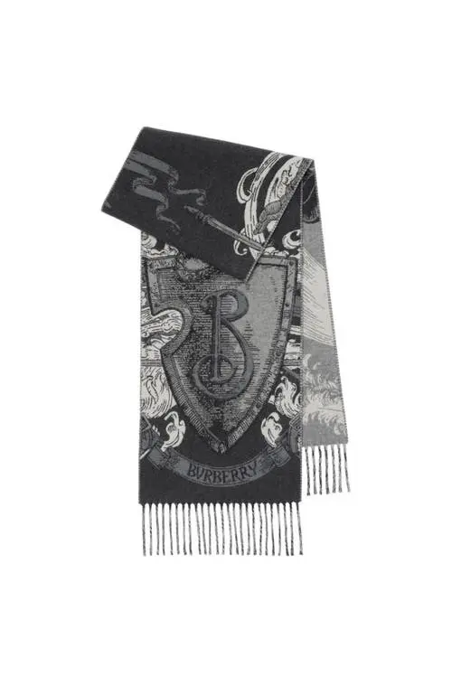 Burberry Etched Knight Cashmere Scarf - Monochrome
