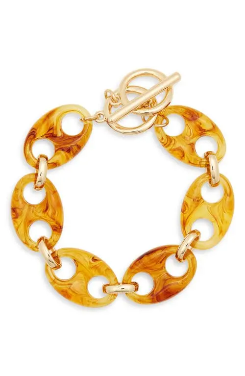 Nordstrom Chunky Resin Mariner Link Bracelet - Amber- Gold