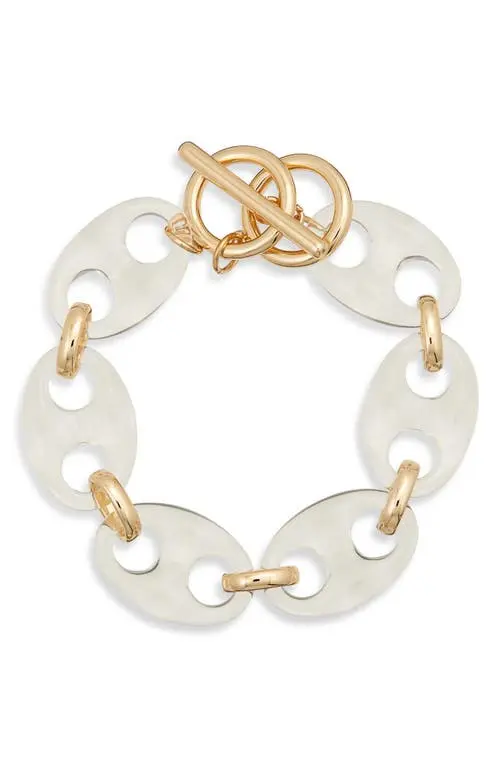 Nordstrom Chunky Resin Mariner Link Bracelet - Clear- Gold