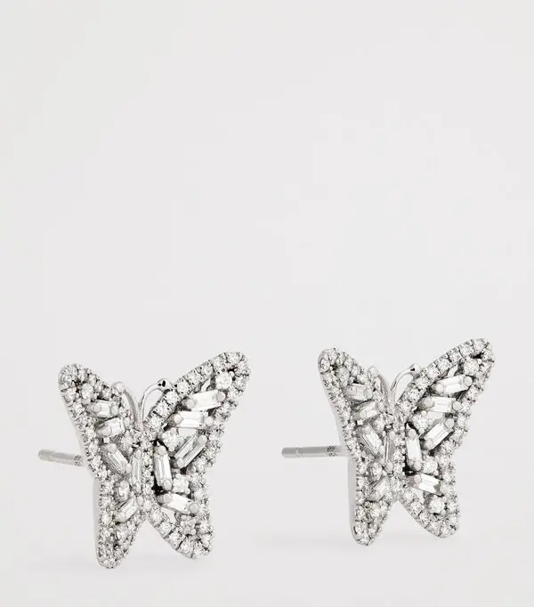 SUZANNE KALAN 18k Gold And Diamond Butterfly Stud Earrings