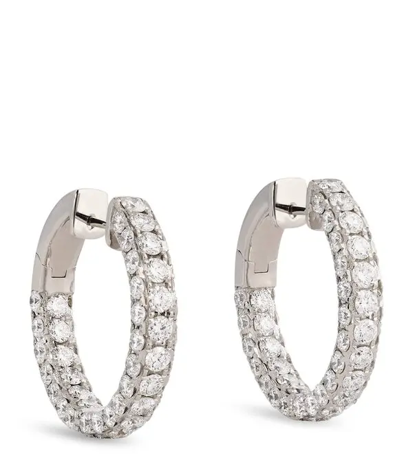 Shay Gold And Diamond Three-sided Hoop Earrings - White