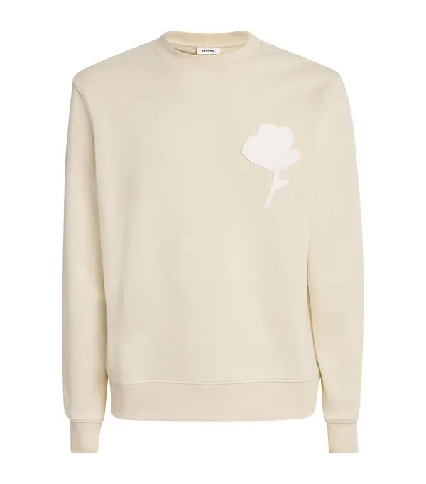 Sandro Cotton Floral-patch Sweatshirt - Beige