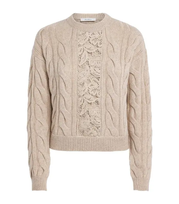 Max Mara Wool-cashmere Cable-knit Lace Sweater