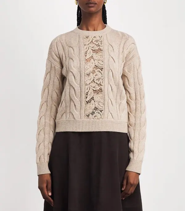 Max Mara Wool-cashmere Cable-knit Lace Sweater