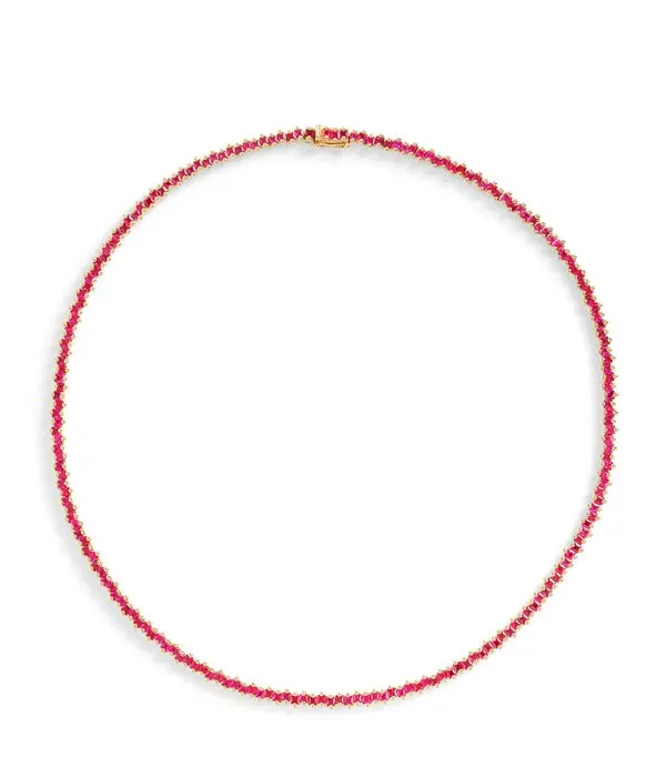 SUZANNE KALAN 18k And Ruby Princess Tennis Necklace - Rose Gold