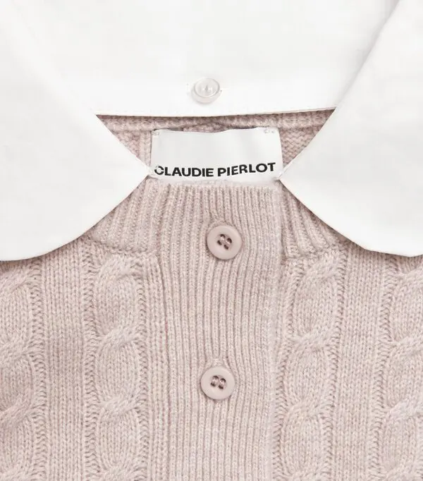 Claudie Pierlot Wool-cashmere Sweater With Collar Insert