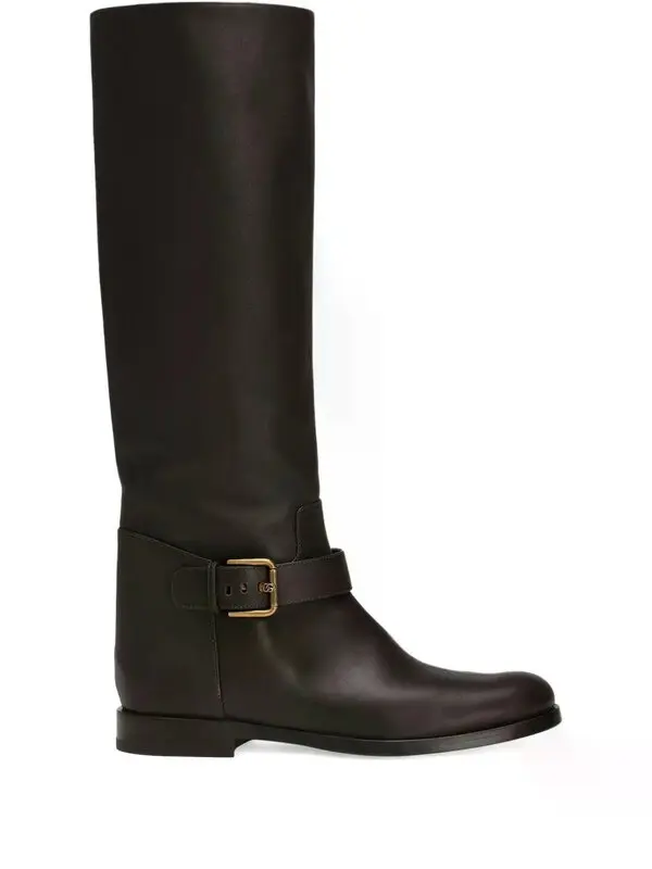 Dolce & Gabbana Buckle-strap Leather Boots - Brown